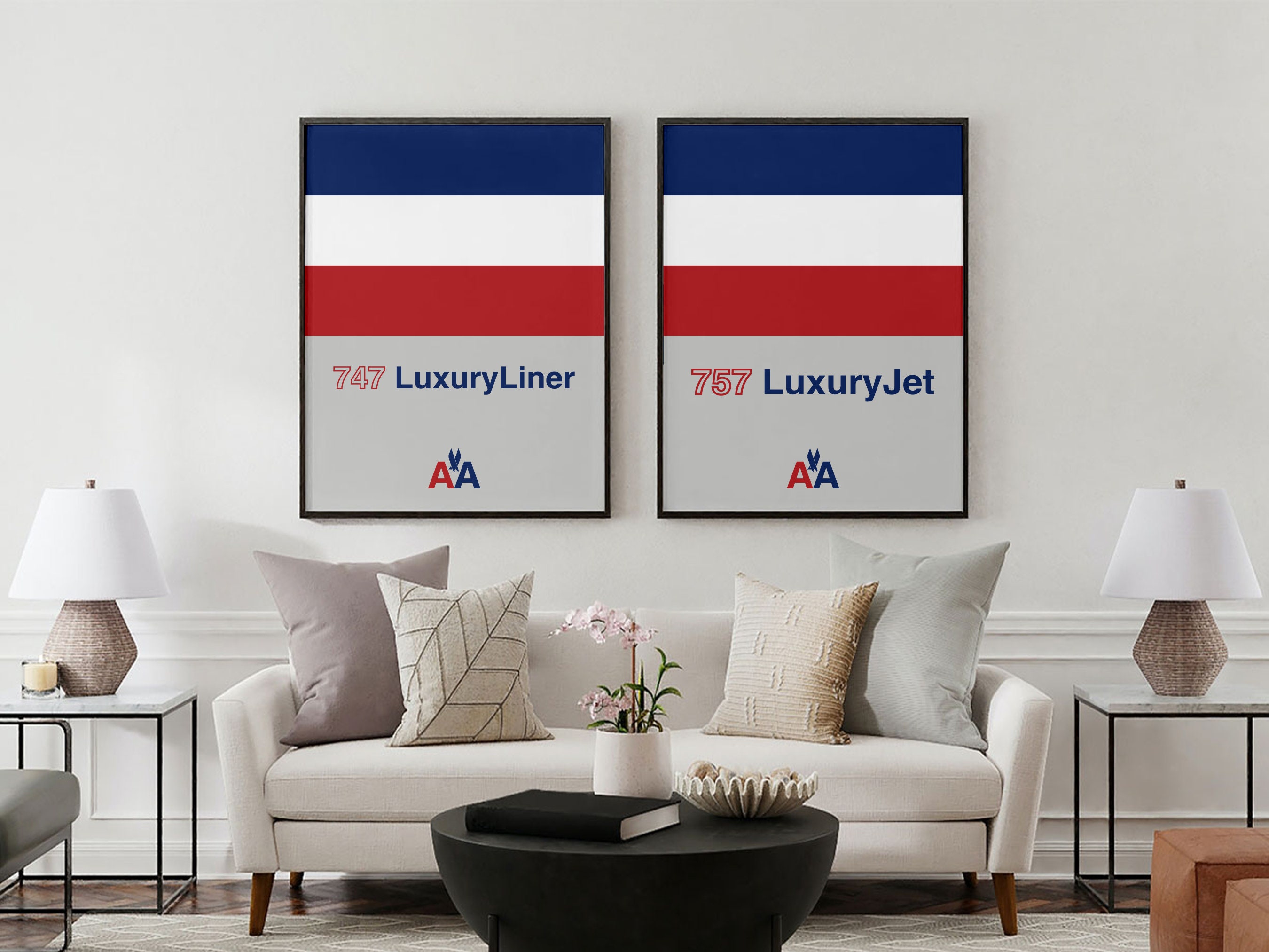 American Airlines - Retro Airplane Poster Art - Boeing 757 - Luxury Jet ...