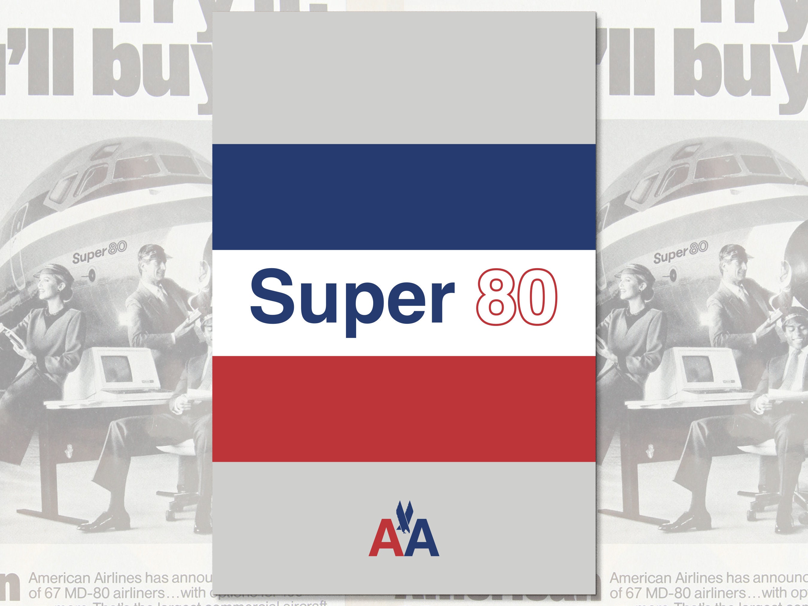 American Airlines - Retro Airplane Livery Art - Mcdonnell Douglas MD-80 ...