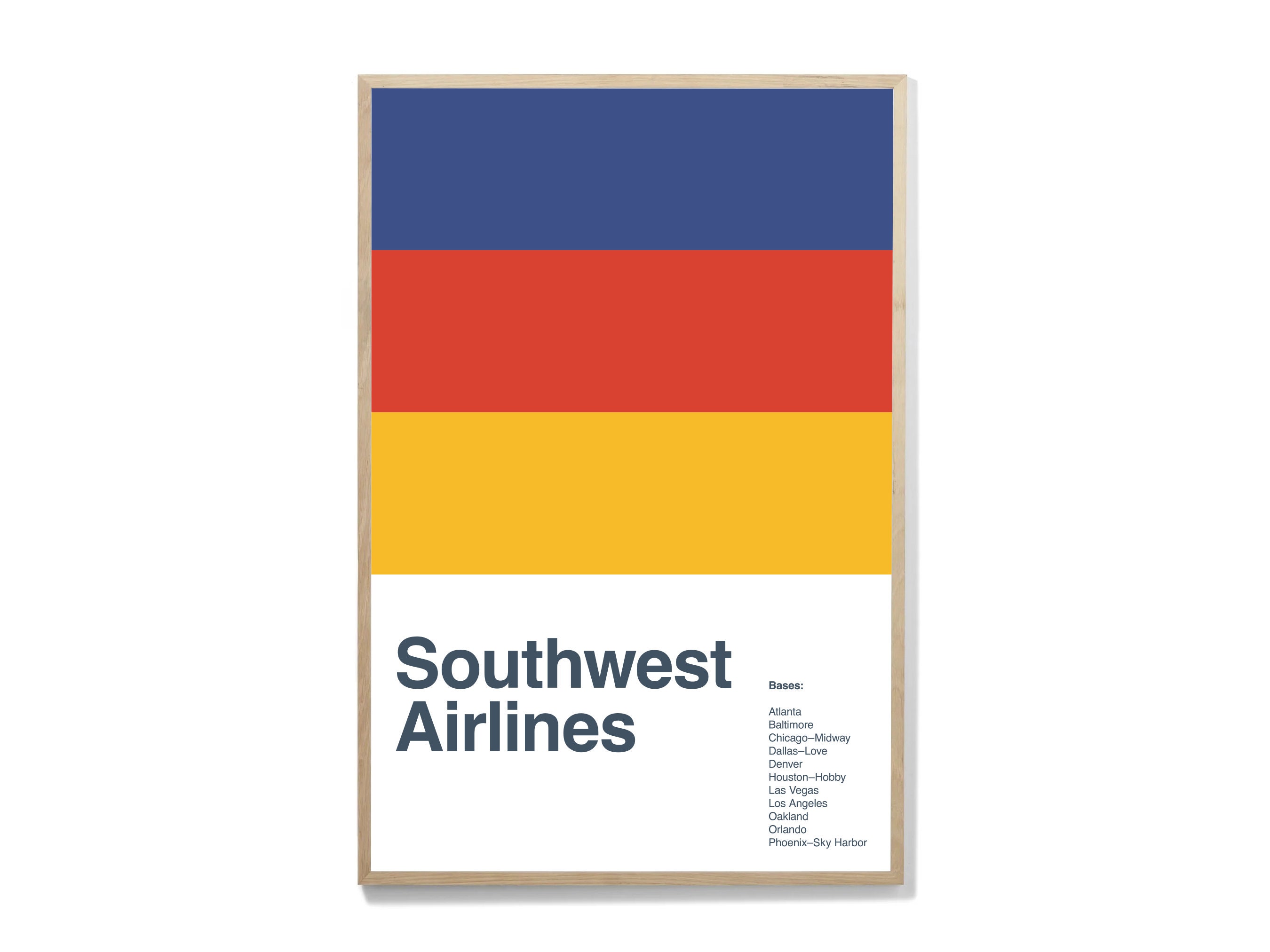 Southwest Airlines / Airline Poster / Airplane Print / Airplane Wall ...