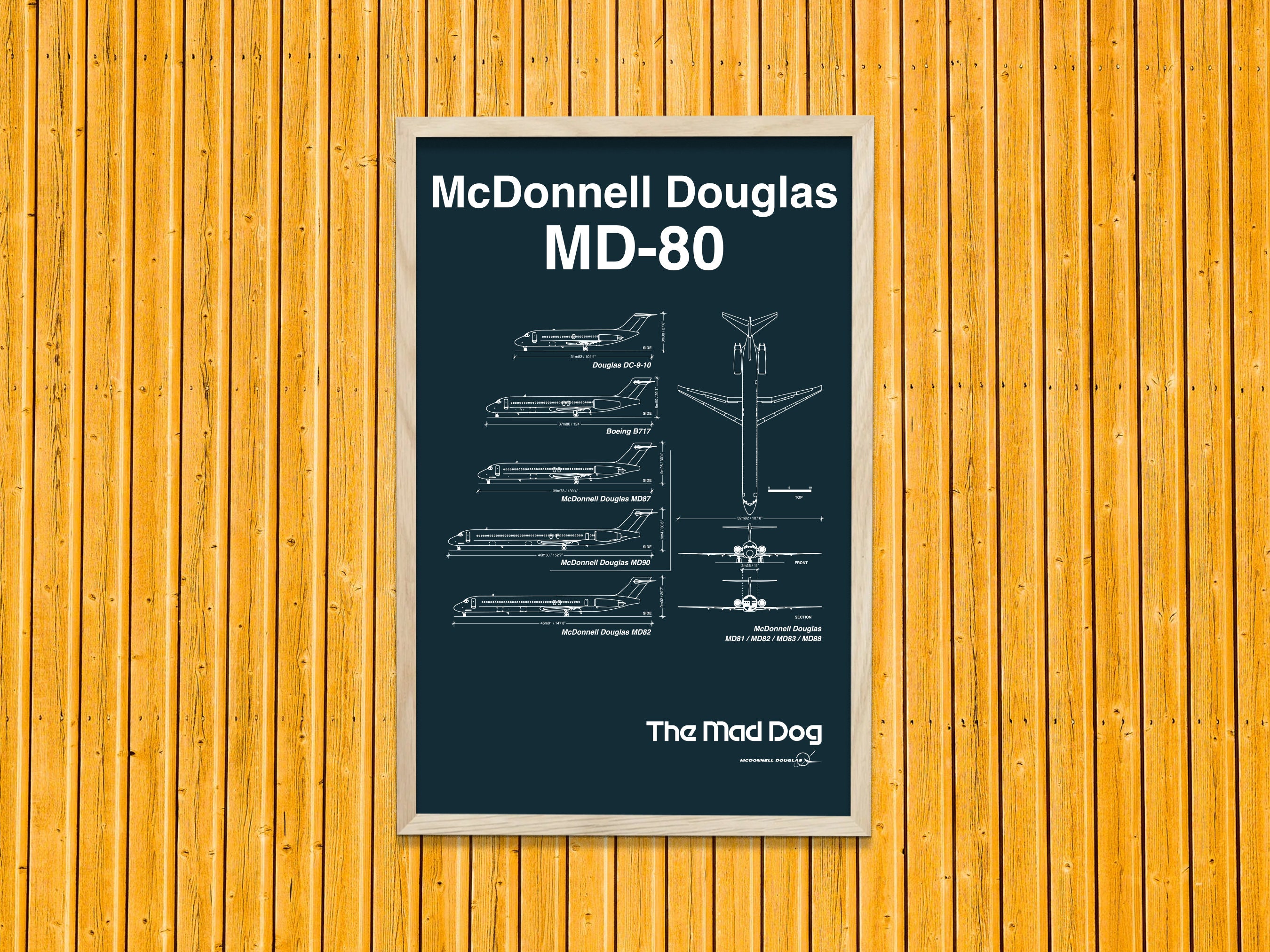 Airplane Blueprint Art - Mcdonnell Douglas MD-80 - Commercial Jet ...