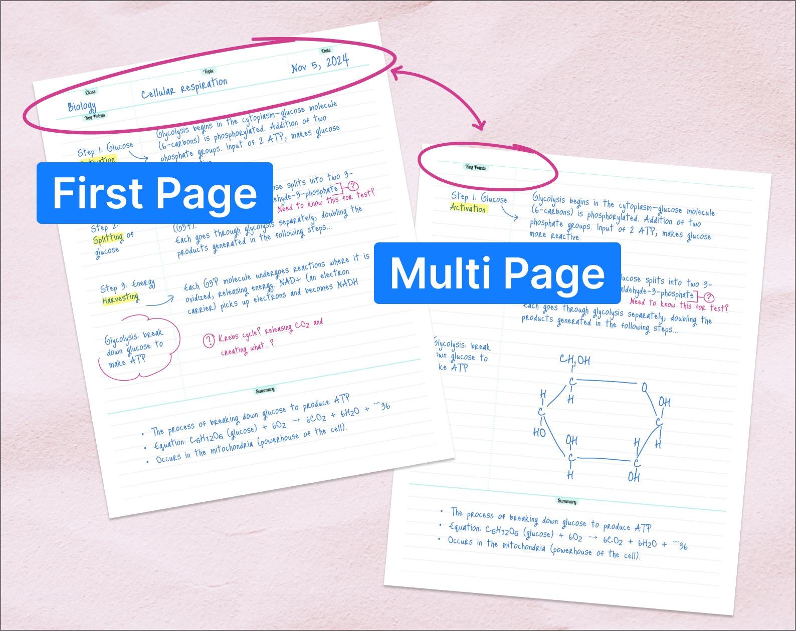 Printable Cornell Notes Template - 60pdfs + 5 Bonus - 5 Pastel Colors ...