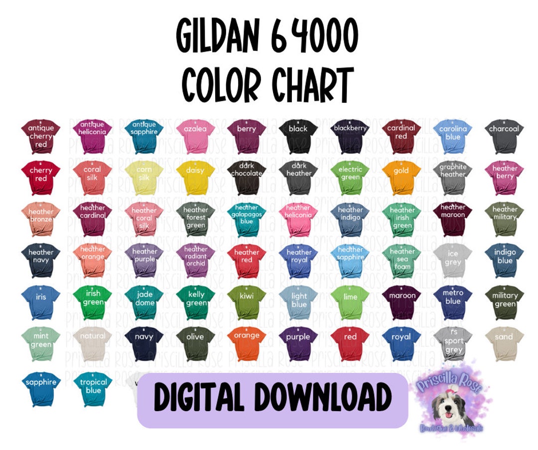 Gildan G640/G6400 Color Chart Digital Download Editable Canva Link - Etsy