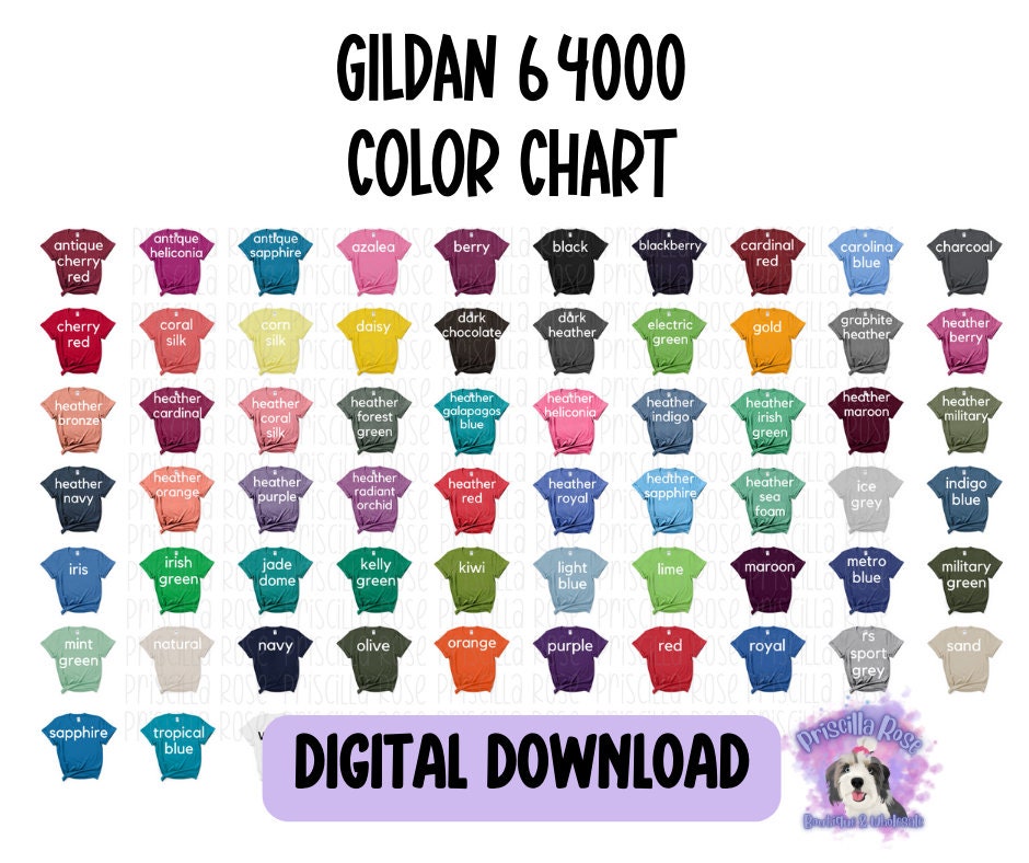 Gildan G640/G6400 Color Chart Digital Download Editable Canva Link - Etsy