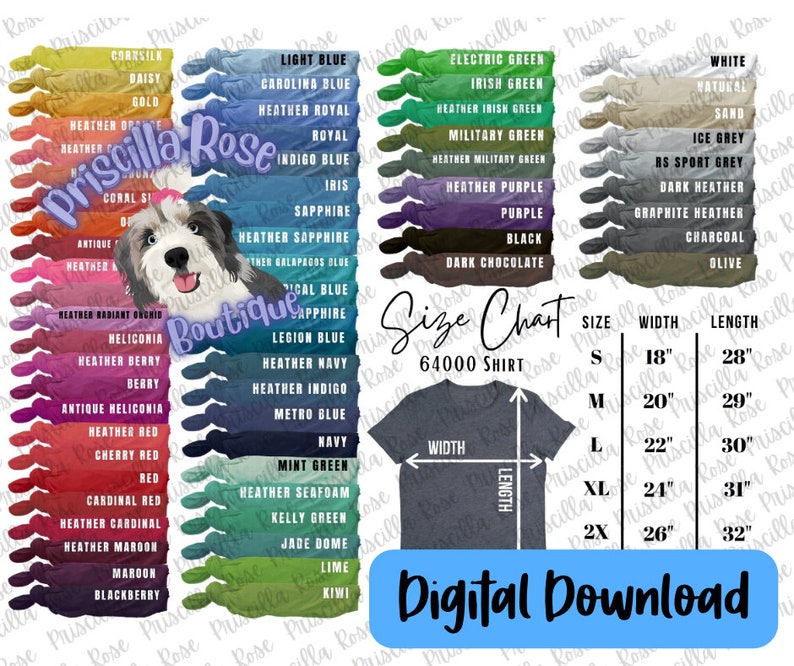 Gildan G640/G6400 Softstyle Color Chart Digital Download - Etsy