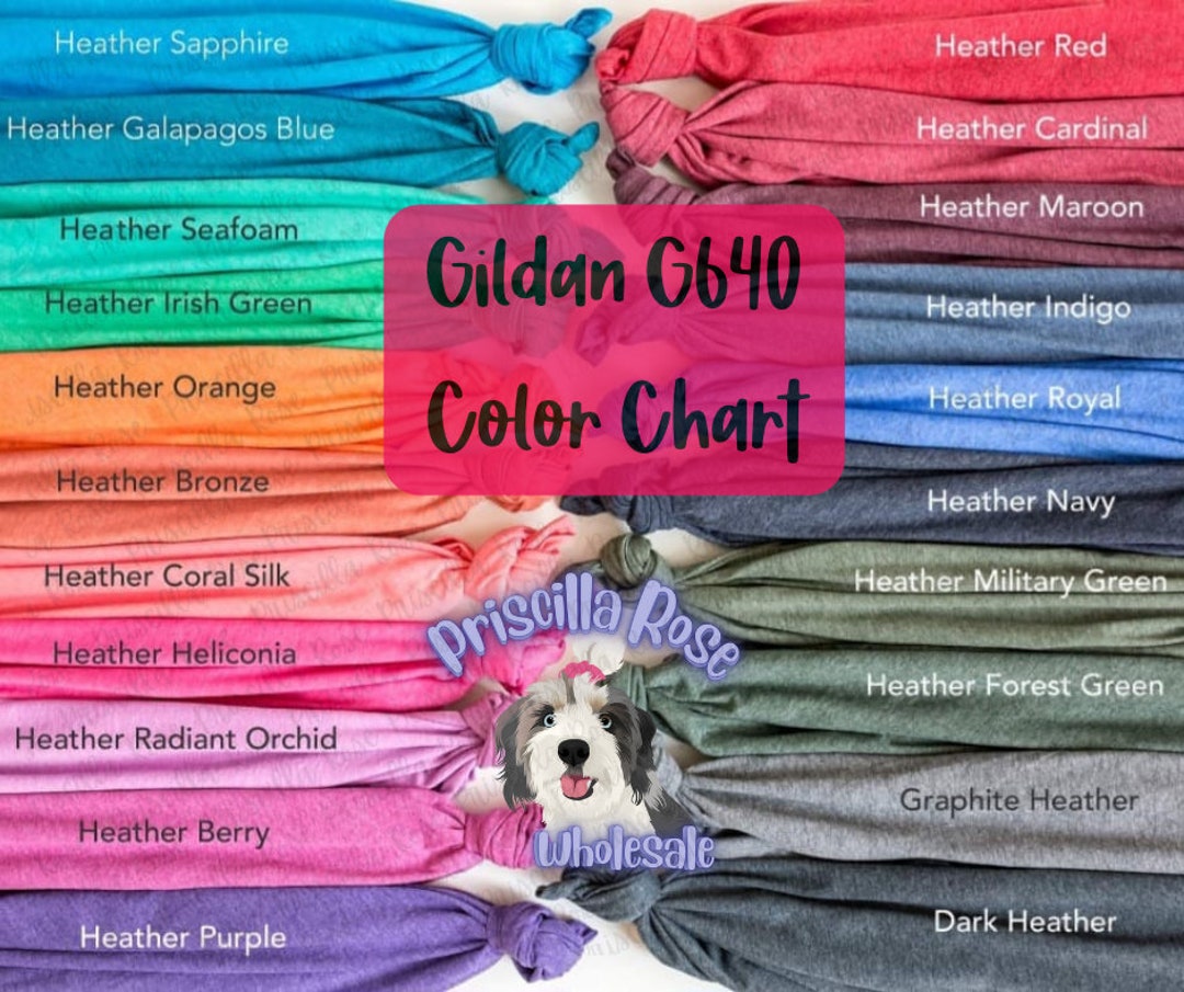 Gildan G640/G6400 Heather Color Chart Digital Download - Etsy Australia