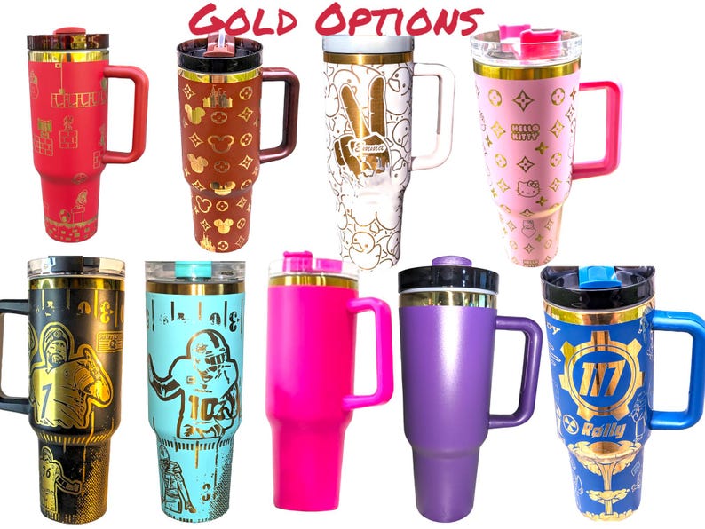 WALLEN Tumbler Cup Permanent Laser Engraved Large 40oz With Handle Lid ...