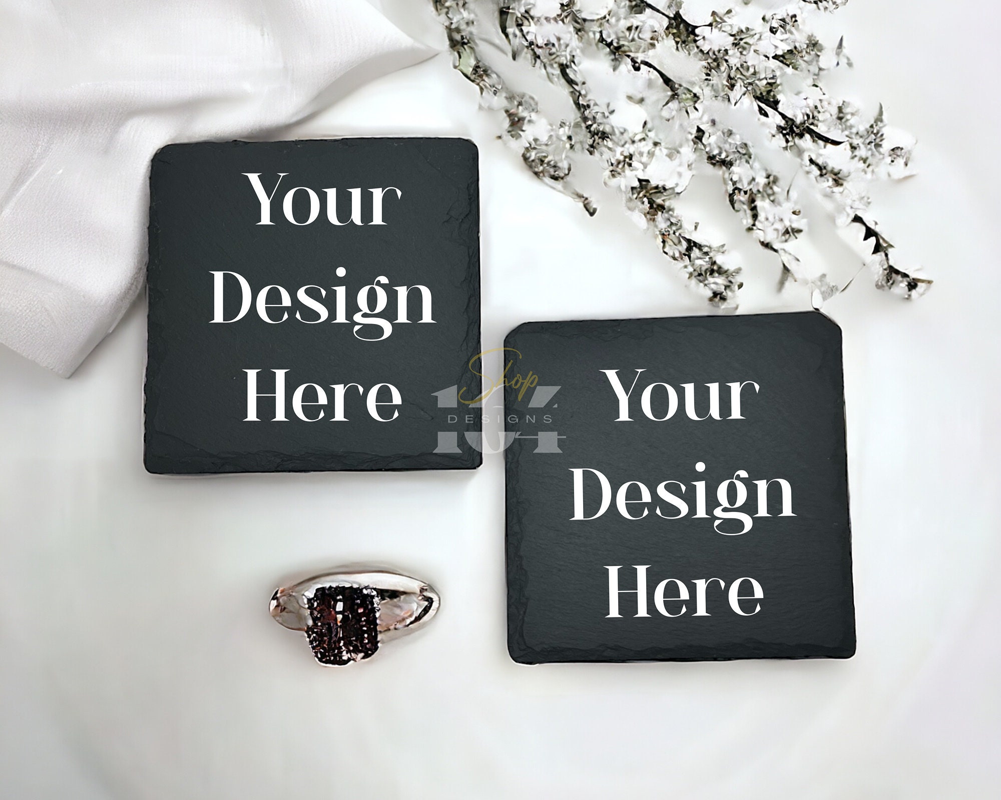 Black Slate Coaster Mockup: Set of 2 (PNG Digital Download) - Etsy