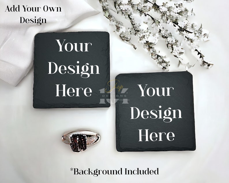 Black Slate Coaster Mockup: Set of 2 (PNG Digital Download) - Etsy