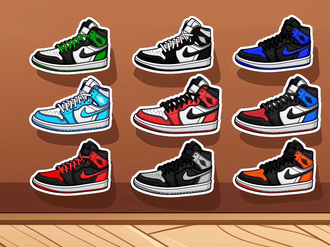Custom Nike Air Jordan Retro 1 Sticker Pack OG High Tops, Bred, Chicago ...