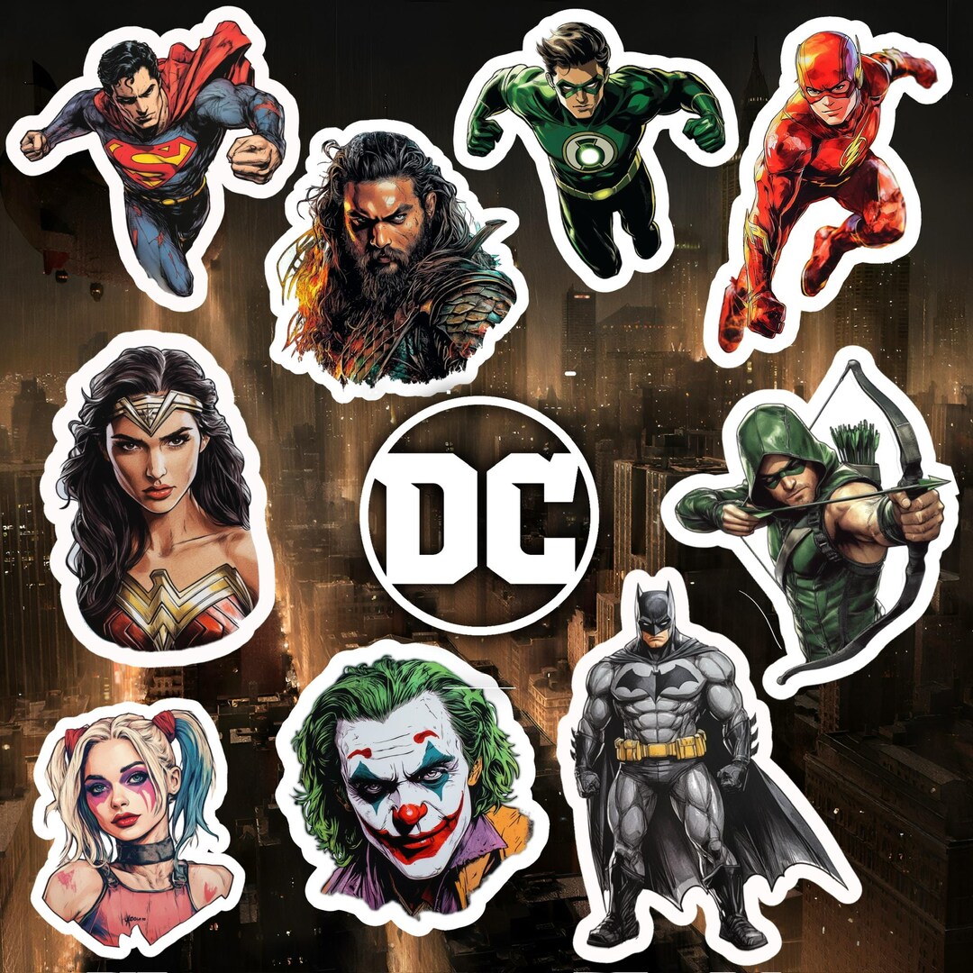 DC Comics Sticker Pack for Gifts, Waterproof, Durable, Batman, Superman ...