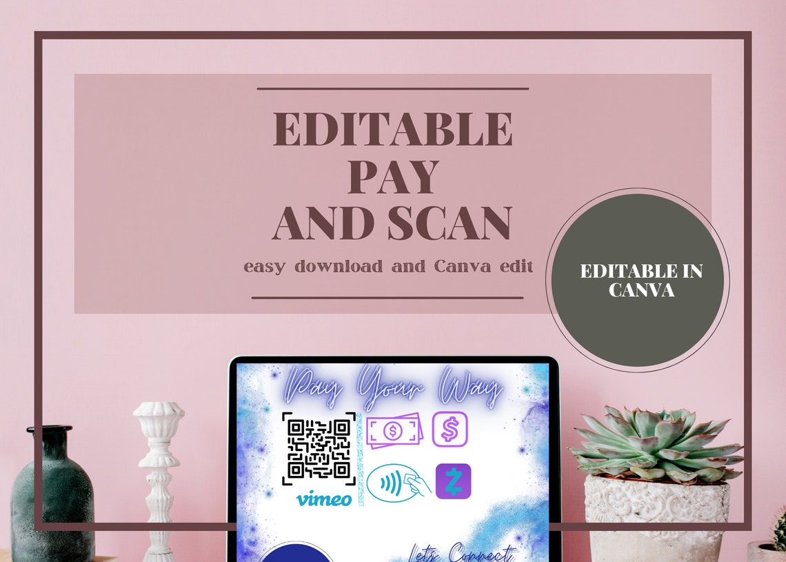 Editable Scan to Pay Template - Blue and Purple Customer QR Sign - QR ...