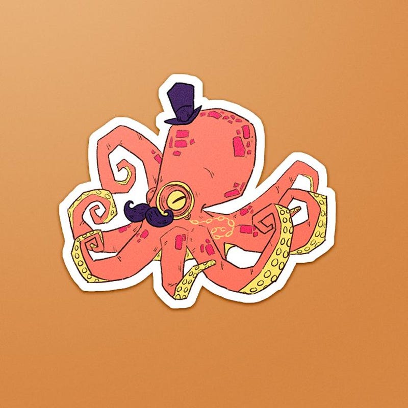 Mustache Octopus - Etsy