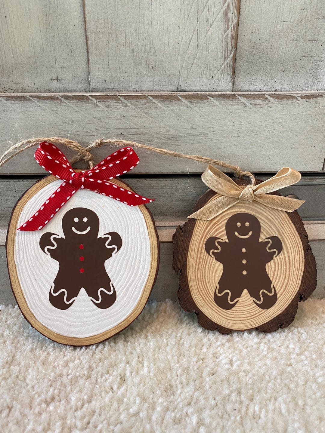 Gingerbread Man Wood Slice Ornament - Etsy