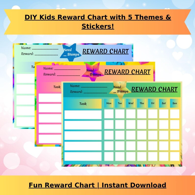 Personalized Weekly Reward Chart | Printable DIY Kids Routine Chart | 5 ...