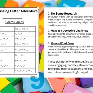 20 Fun Spelling Worksheets for Kids - Fill in the Blank Activities for ...