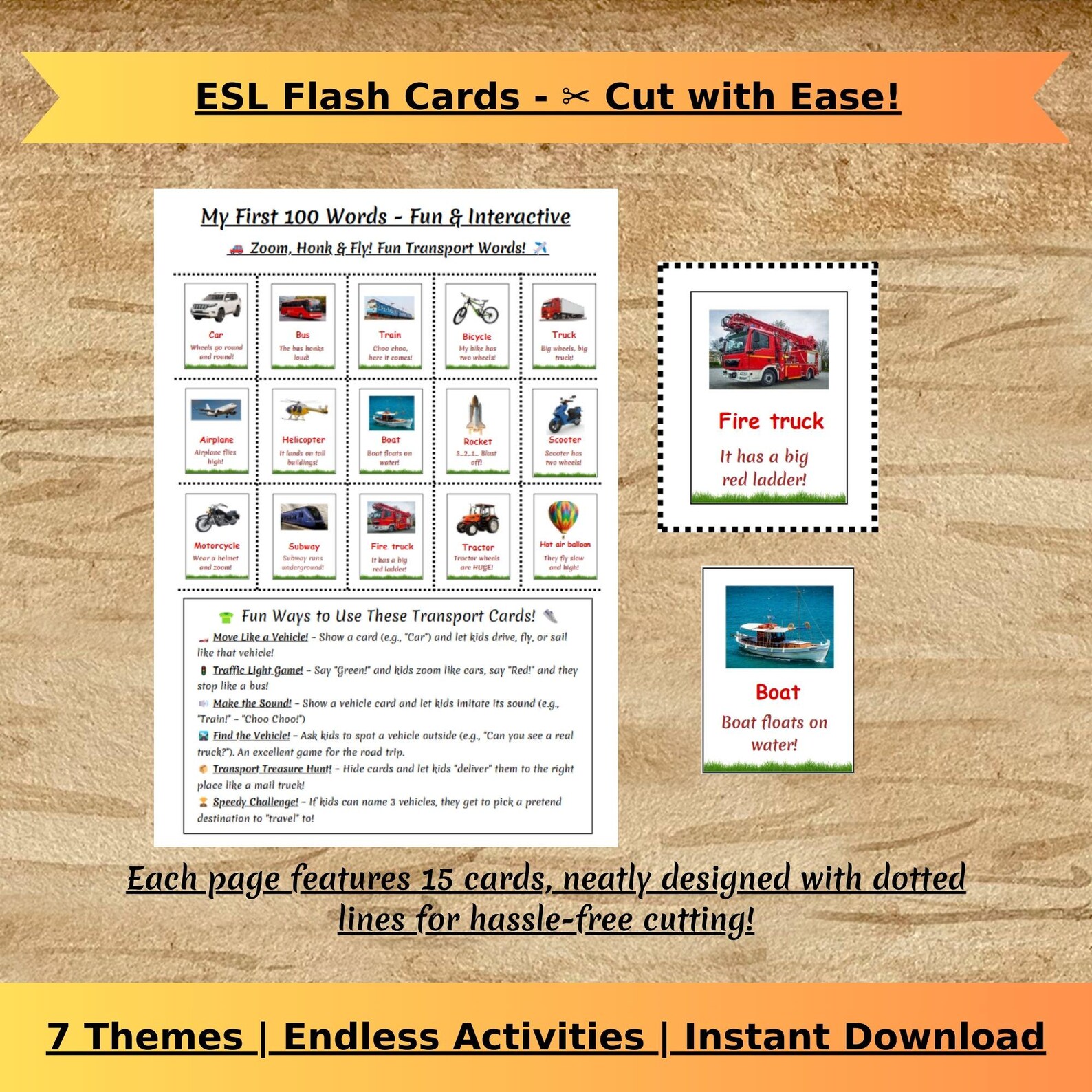 100 First Words Flashcards – ESL Vocabulary Builder (printable) - Etsy