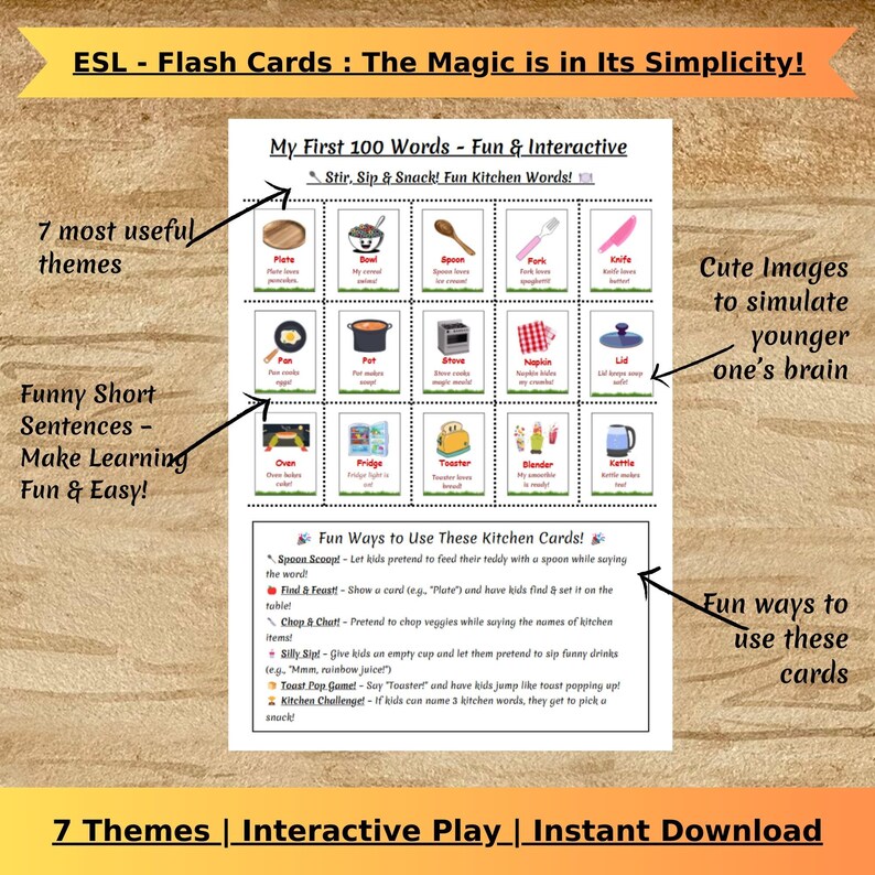 100 First Words Flashcards – ESL Vocabulary Builder (printable) - Etsy
