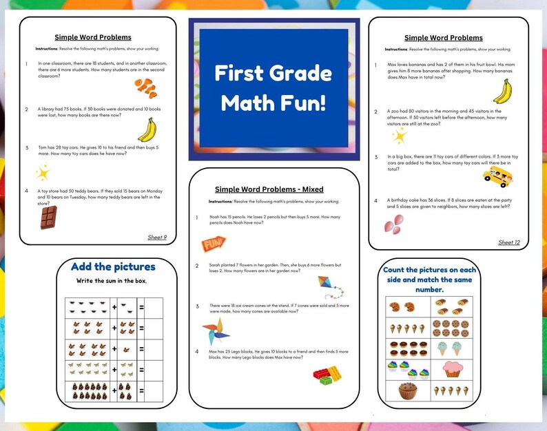 Grade 1 Math Worksheets PDF | 125+ Addition & Subtraction Word Problems ...