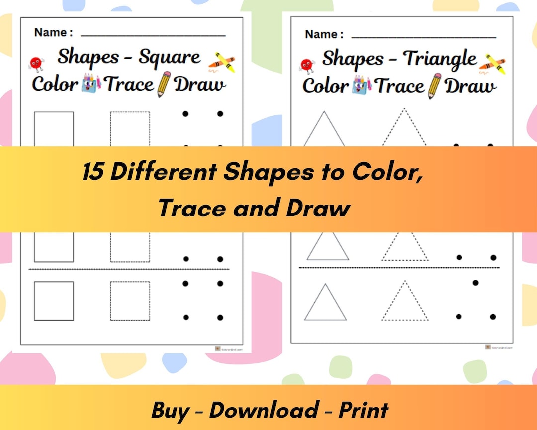 Shape Recognition Activity Sheets - Draw, Trace & Color Geometric ...