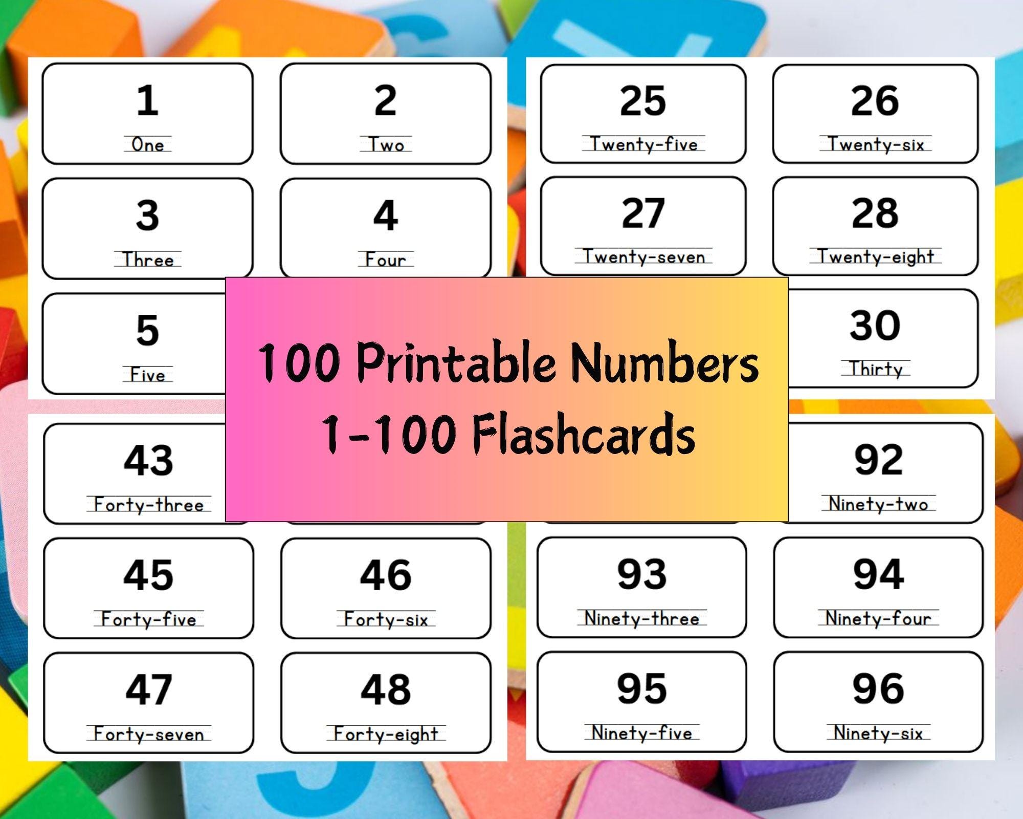 Number Flashcards 0-100, Math Learning Cards for Kids, Homeschool ...