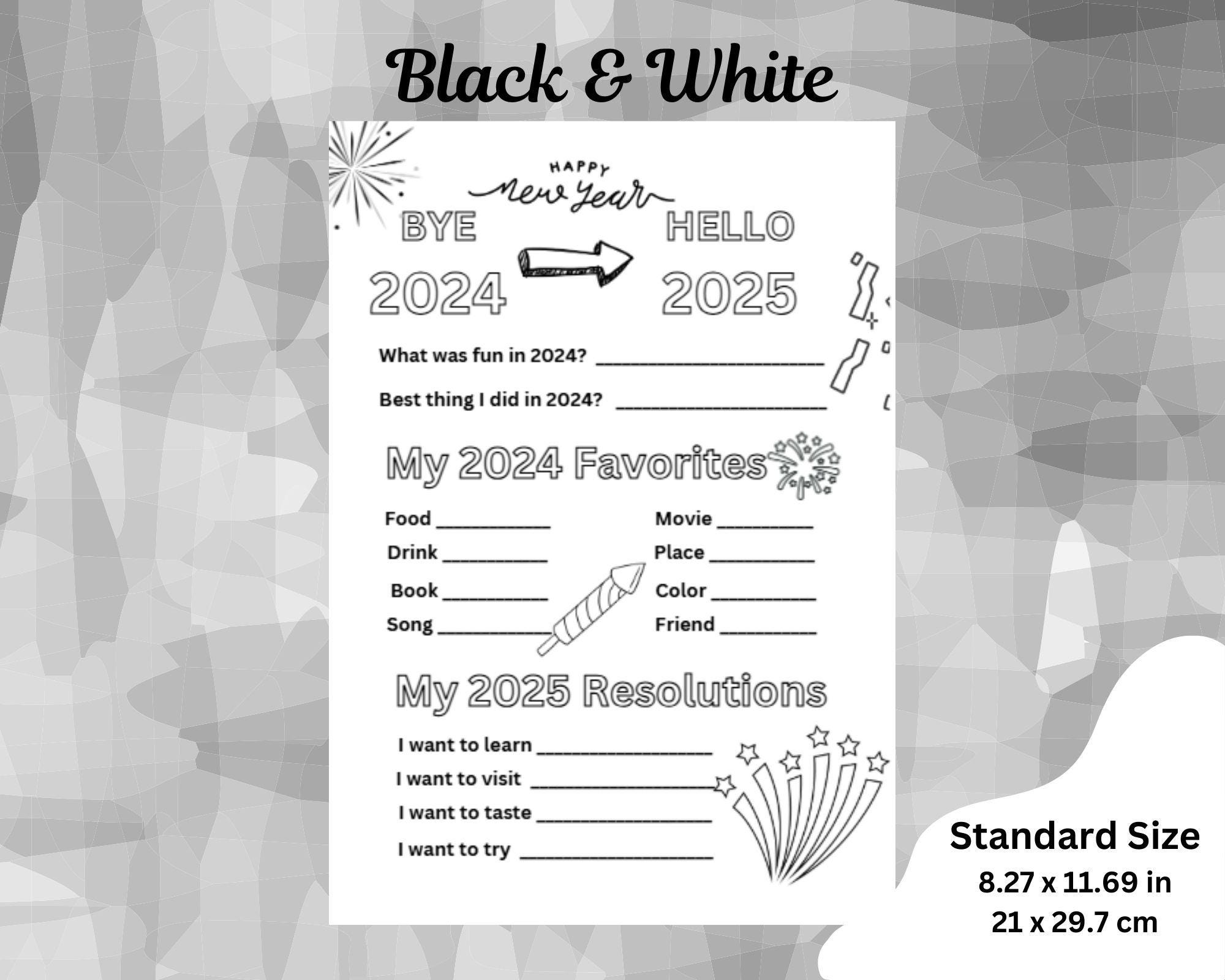 Colorful 2025 New Year Resolution Worksheet for Kids | Digital ...