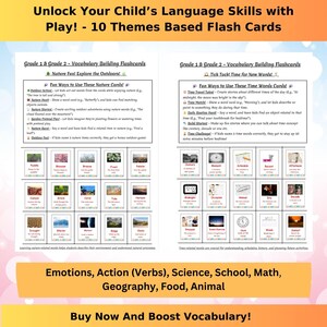 Kindergarten and Grade 1 Vocabulary Flashcards | 150 Fun Word Building ...