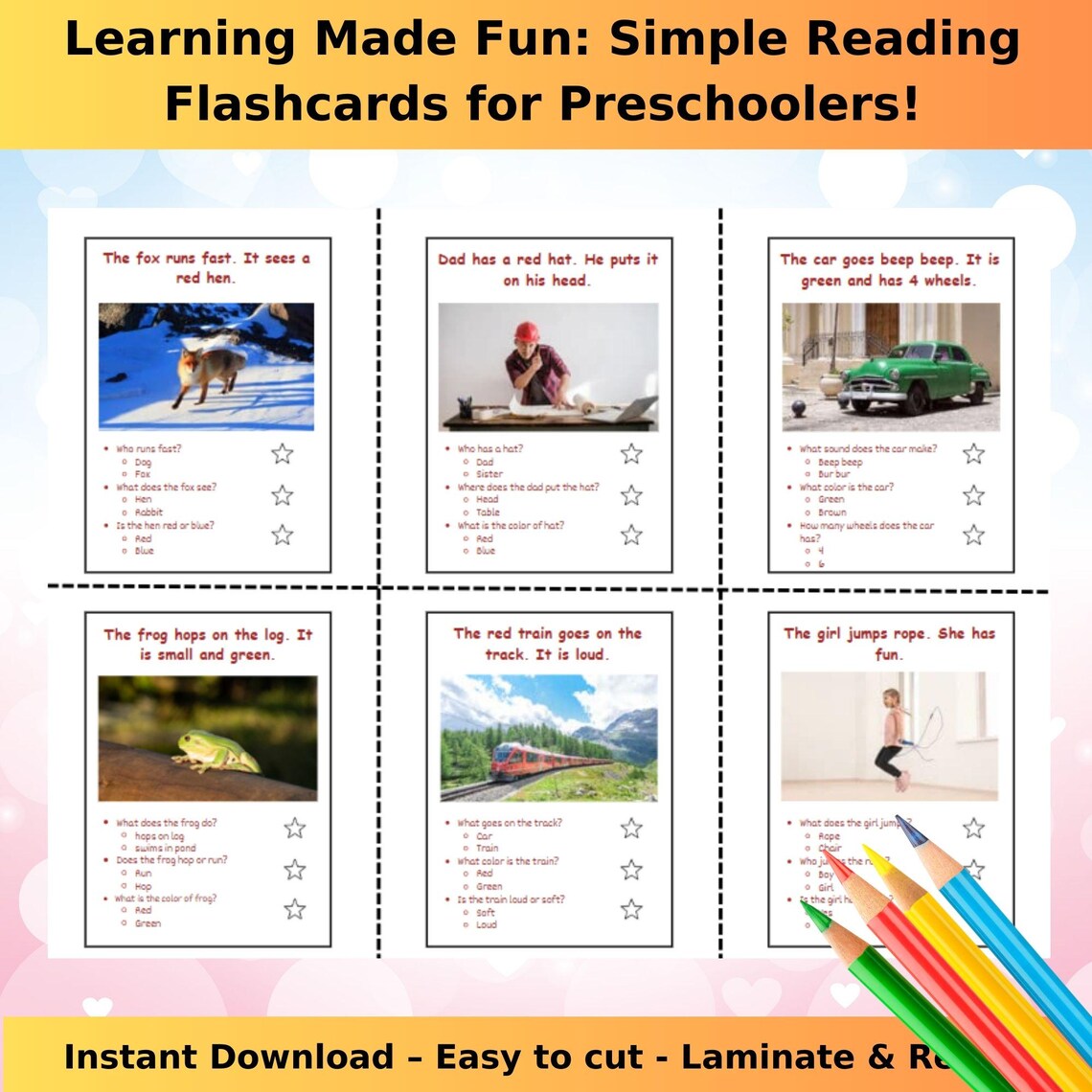 Printable Reading Flashcards for Preschoolers | 30 Fun Stories With ...