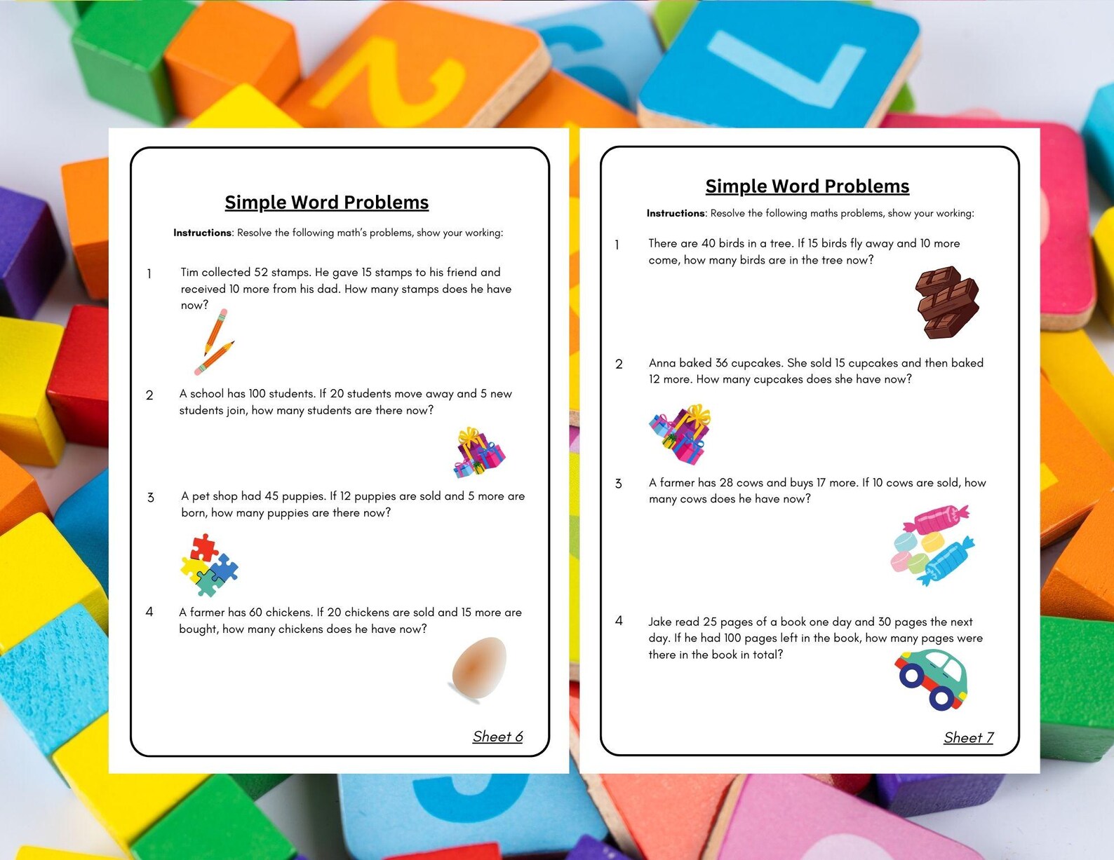 Grade 1 Math Worksheets PDF | 125+ Addition & Subtraction Word Problems ...