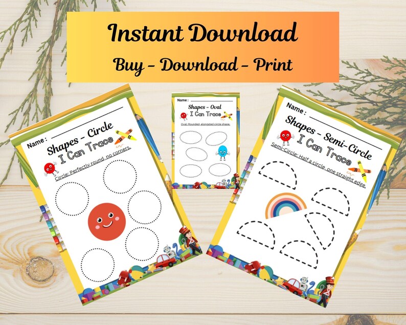 Shape Tracing Worksheet, Basic Shapes Learning, Homeschool Printable ...