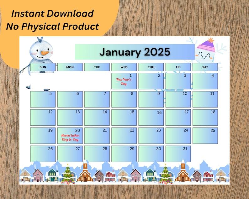 2025 Kids Calendar Printable | Fun, Cute Monthly Wall Planner ...