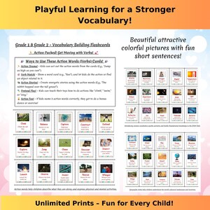 Kindergarten and Grade 1 Vocabulary Flashcards | 150 Fun Word Building ...