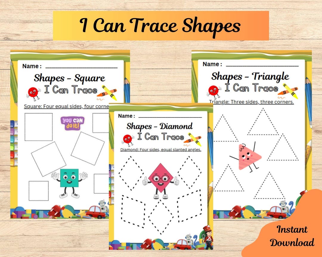 Preschool Shape Tracing, Basic Shapes Learning, Shape Recognition, 15 ...