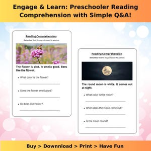 Printable Preschool Reading Comprehension Ebook | Fun Learning for ...