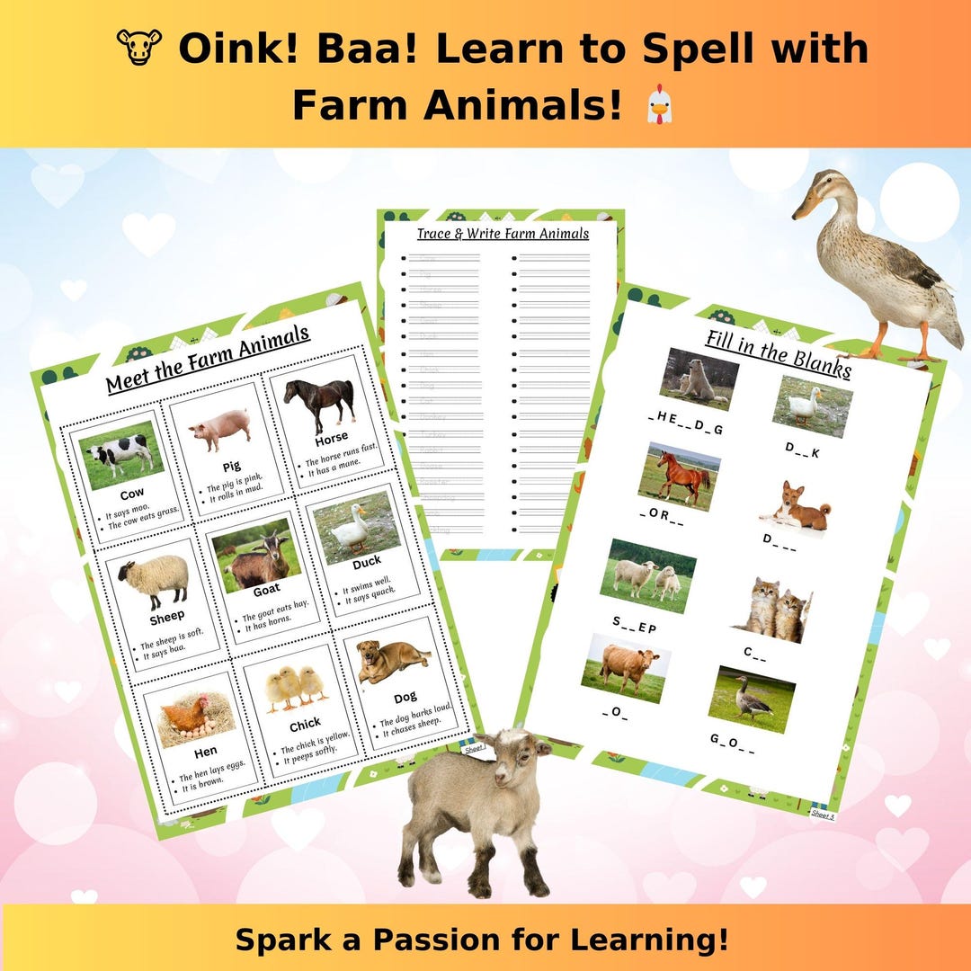 Farm Animal Spelling Activities for Preschool & Kindergarten ...