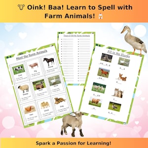 Farm Animal Spelling Activities for Preschool & Kindergarten ...