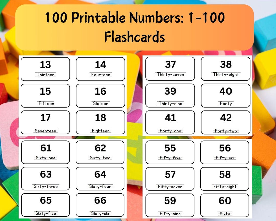Number Flashcards 0-100, Math Learning Cards for Kids, Homeschool ...