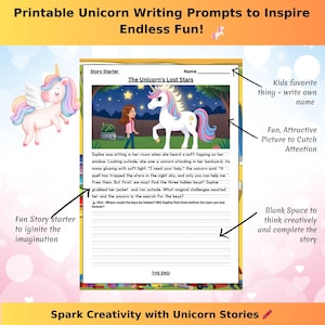 Unicorn Story Starters for Kids | Printable Creative Writing Prompts ...