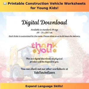 Kindergarten Construction Vehicles Spelling Worksheets | ESL Printable ...