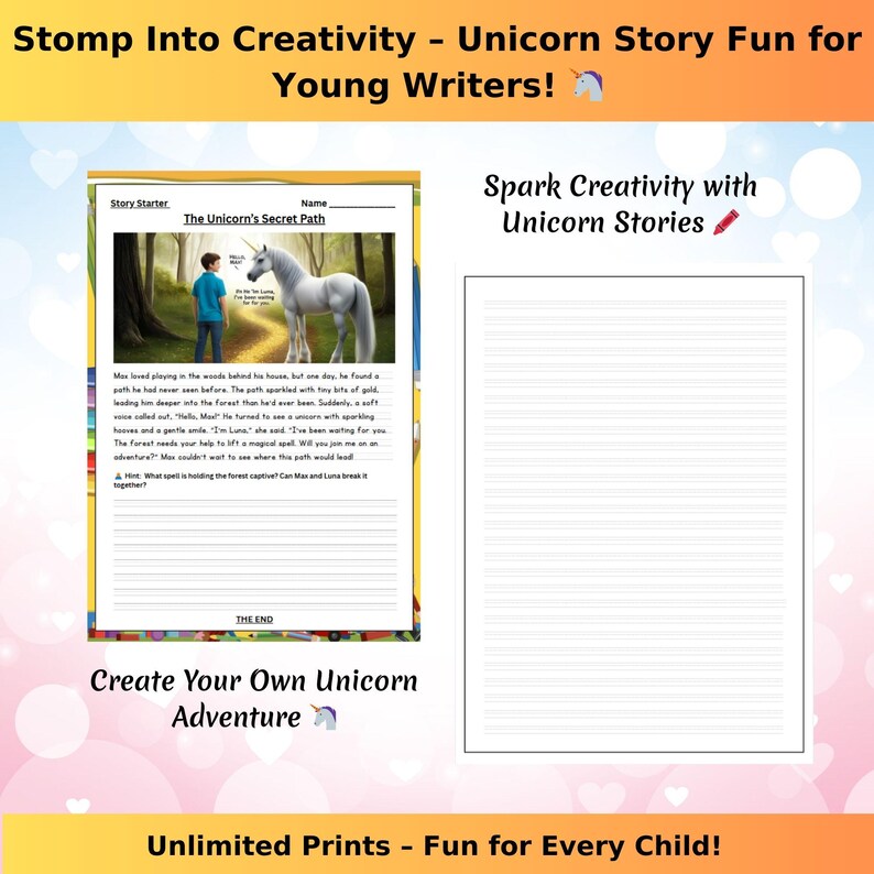 Unicorn Story Starters for Kids | Printable Creative Writing Prompts ...