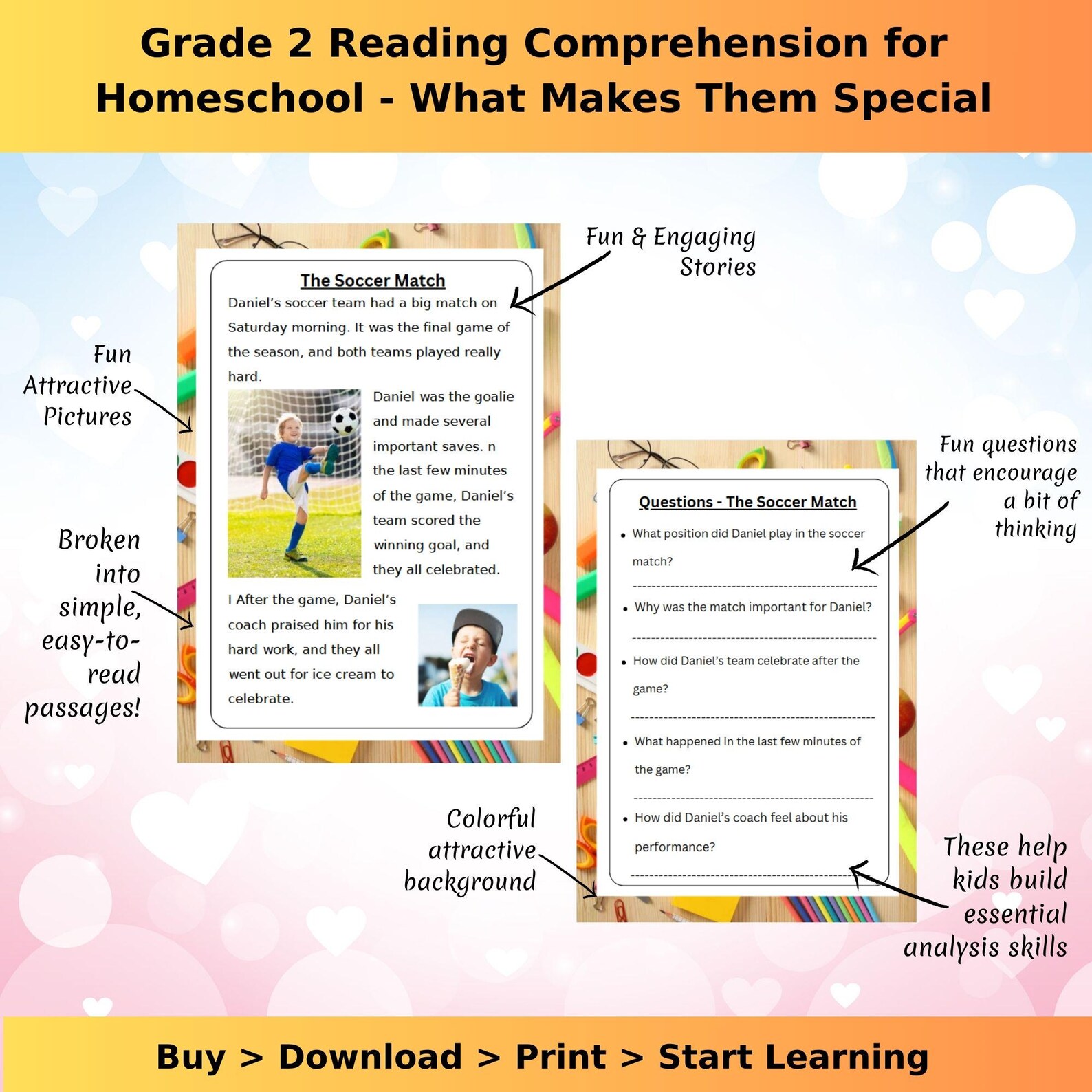 Reading Comprehension Sheets for Grades 1 and 2 | Ideal for ...