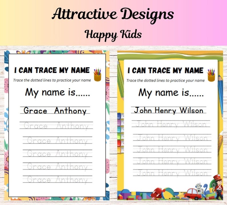 Personalized Name Tracing Workbook, Custom Handwriting Practice Sheets ...