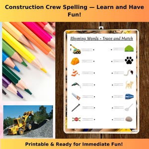 Kindergarten Construction Vehicles Spelling Worksheets | ESL Printable ...
