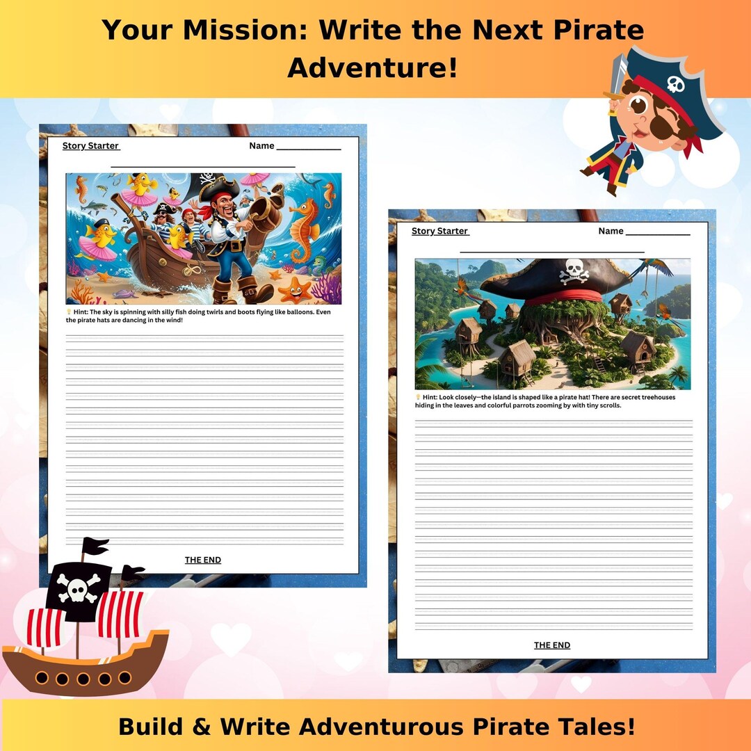 Pirate Story Starters for Kids Grade 2, Creative Writing Prompts With ...