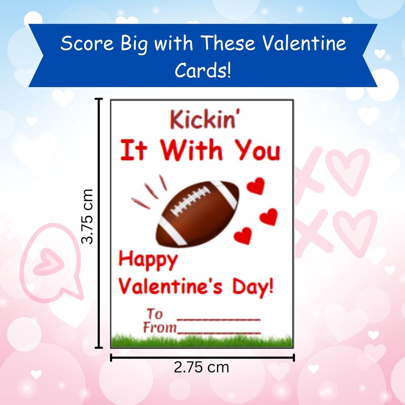 Printable Football Valentine Cards Set, Soccer Cards, Class Valentines ...