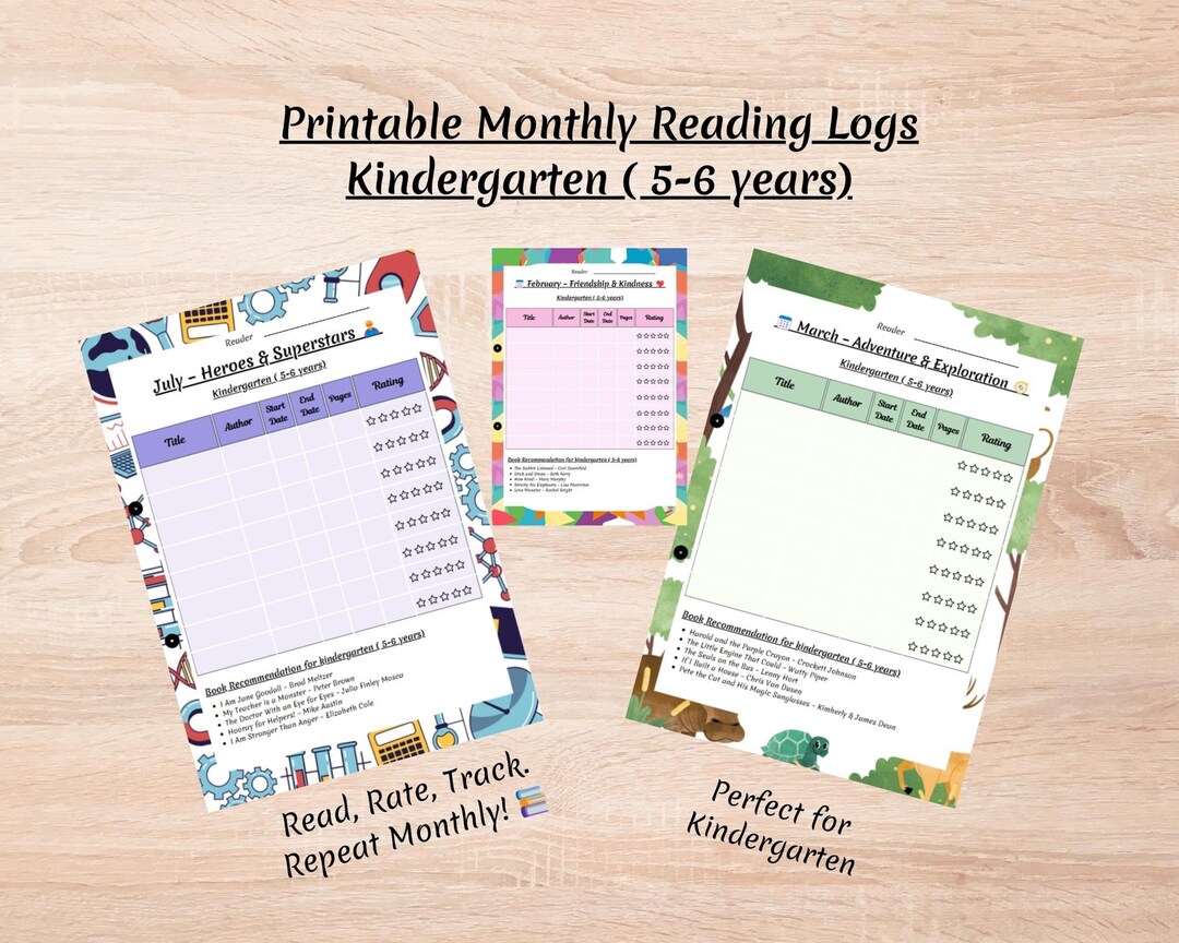 Printable Reading Tracker for Kids - Kindergarten Book Log - Reading ...