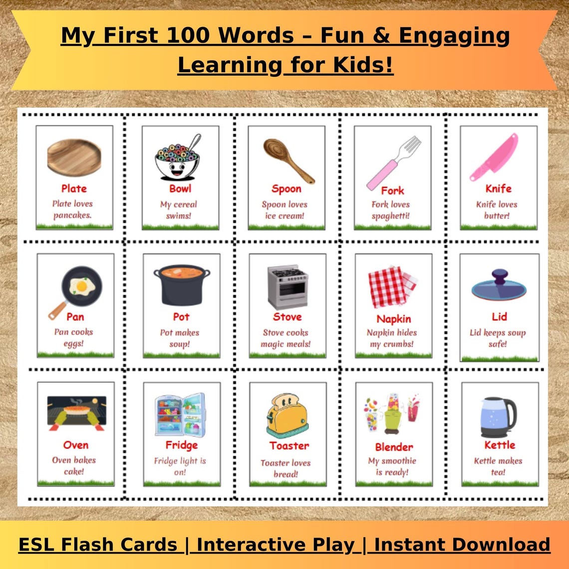 100 First Words Flashcards – ESL Vocabulary Builder (printable) - Etsy