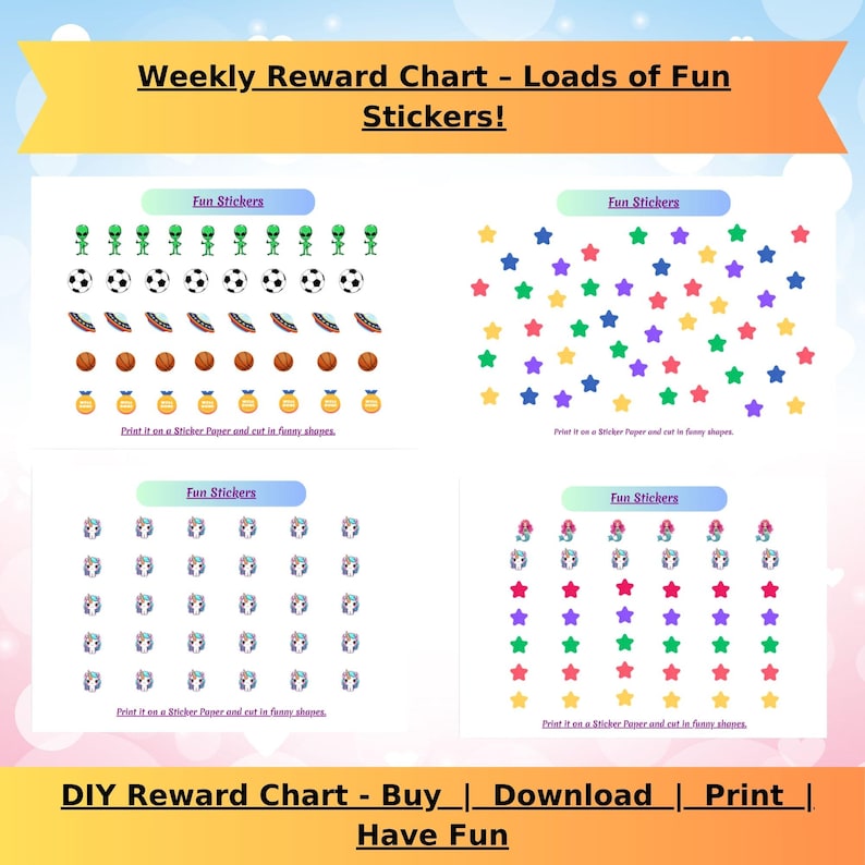 Personalized Weekly Reward Chart | Printable DIY Kids Routine Chart | 5 ...