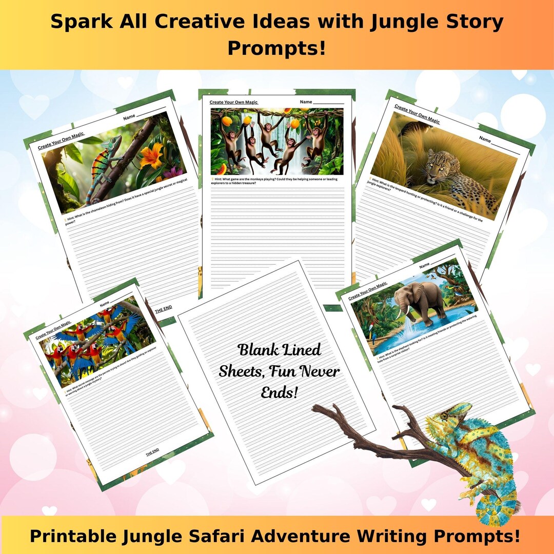Jungle Safari Story Starters for Kids | Creative Writing Prompts | ESL ...