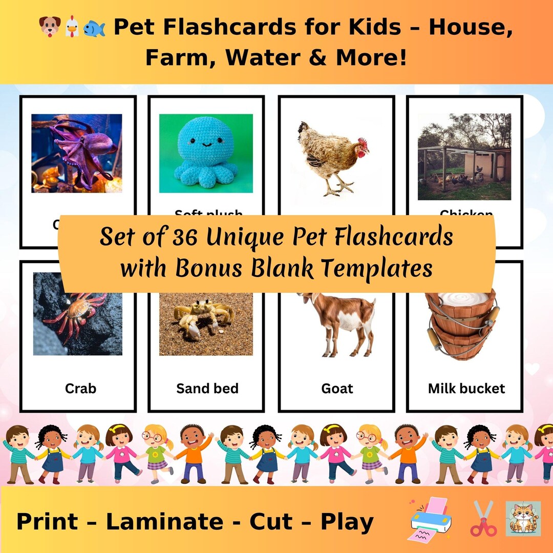 Printable Pet Flashcards for Toddlers | Matching Game | Memory Game ...