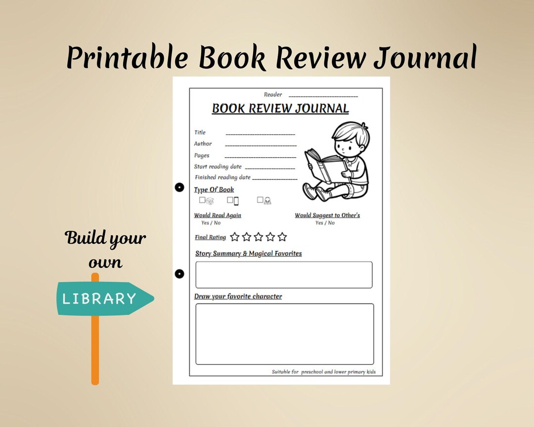 Preschool Kids Book Review Journal - Reading Log for Young Readers ...